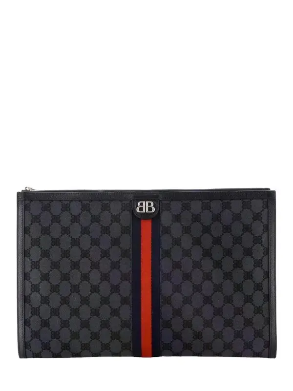 Balenciaga X Gucci The Hacker Project Bb Canvas Laptop Pouch - Black