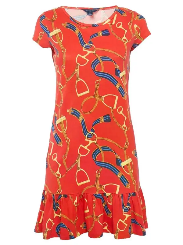 Polo Ralph Lauren Equestrian-print Ruffle Hem Dress - Red