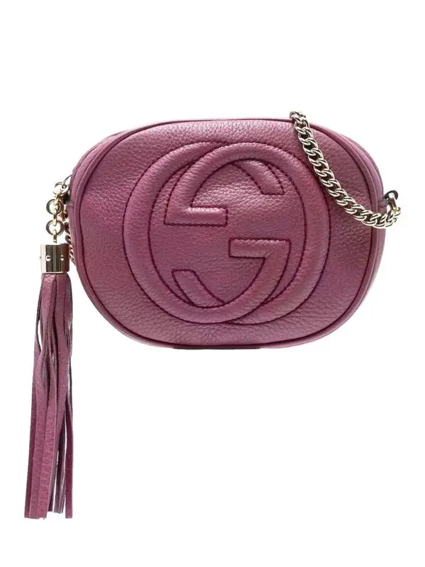 Gucci 2016-2025 Mini Pebbled Calfskin Soho Chain Crossbody Bag - Pink