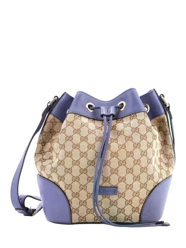 Gucci Classic Gg Canvas Medium Bucket Bag - Blue