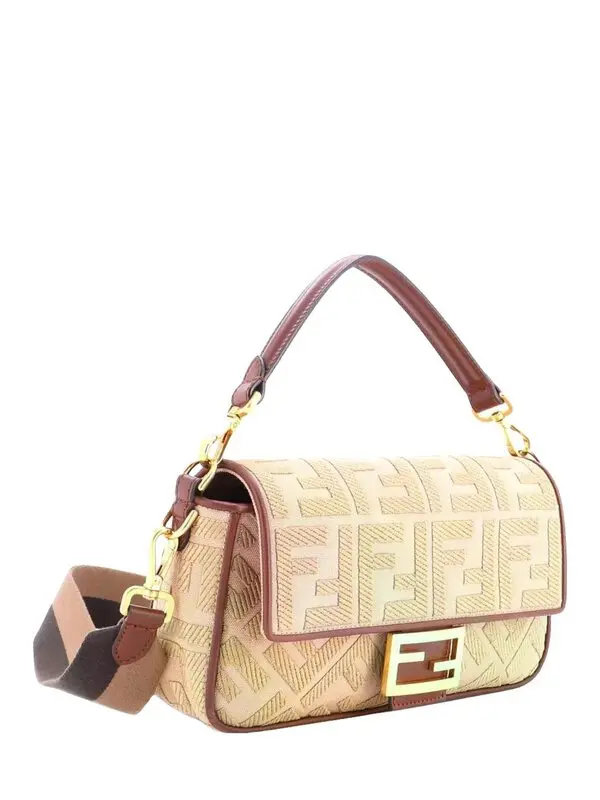Fendi Baguette Nm Zucca Embroidered Canvas Medium Shoulder Bag - Brown