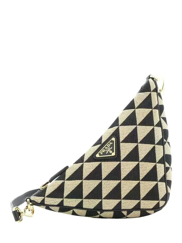 Prada Symbole Triangle Jacquard Mini Shoulder Bag - Black