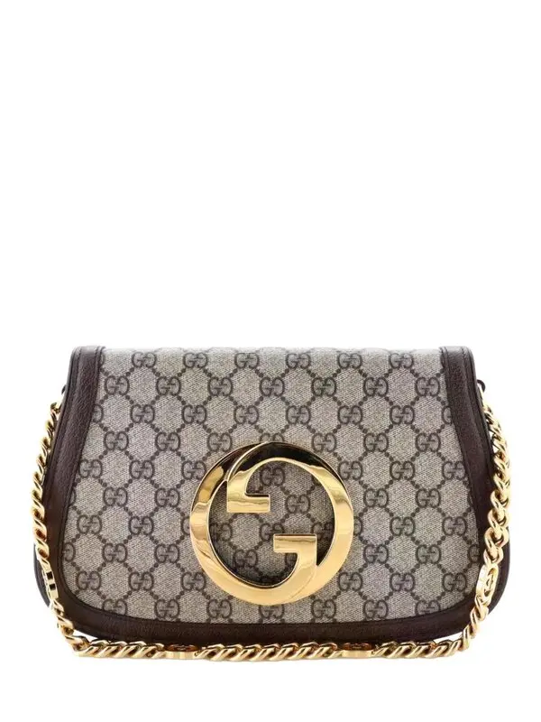 Gucci Blondie Nm Chain Flap Bag Gg Coated Canvas Small - Brown