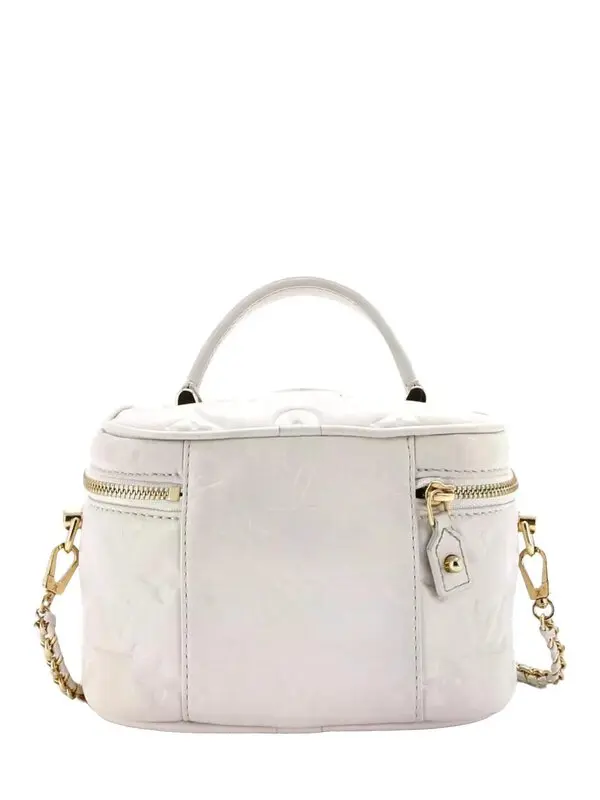 LOUIS VUITTON Vanity Handbag Monogram Embossed Lambskin Pm - White