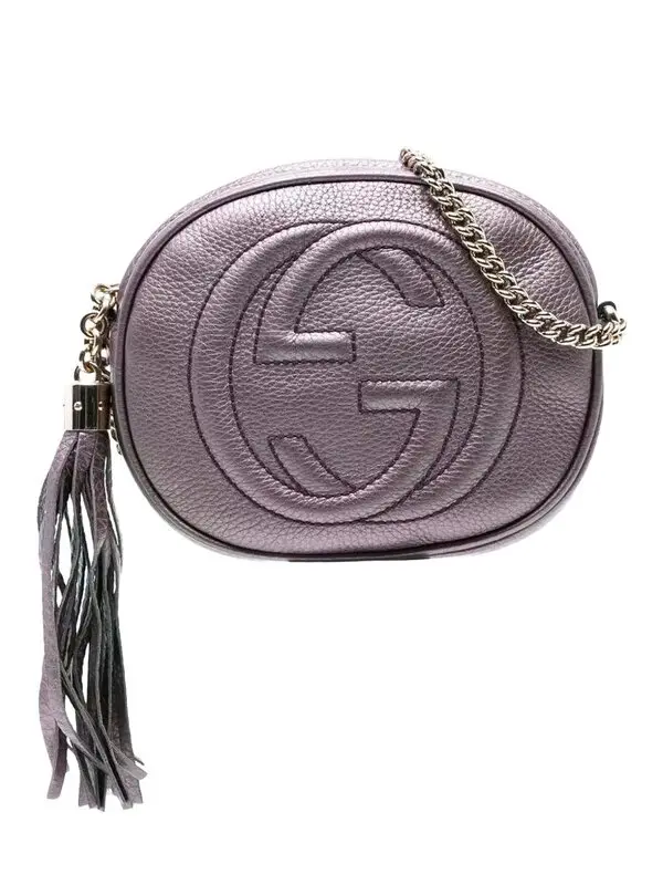 Gucci 2016-2025 Mini Pebbled Calfskin Soho Chain Crossbody Bag - Purple