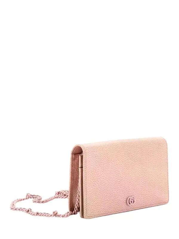 Gucci Gg Marmont Chain Wallet Leather Mini Crossbody Bag - Pink