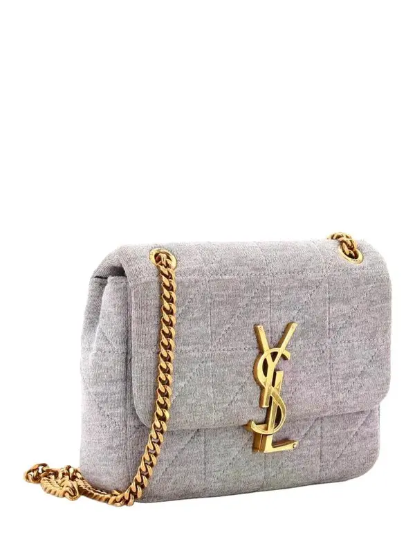 Saint Laurent Jamie Flap Bag Quilted Jersey Small Shoulder Bag - Grey