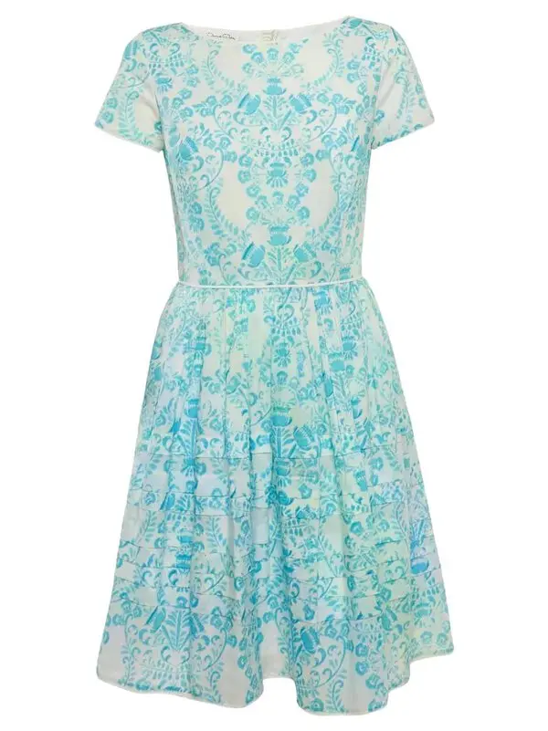 Oscar De La Renta Floral-print Cotton A-line Dress - White