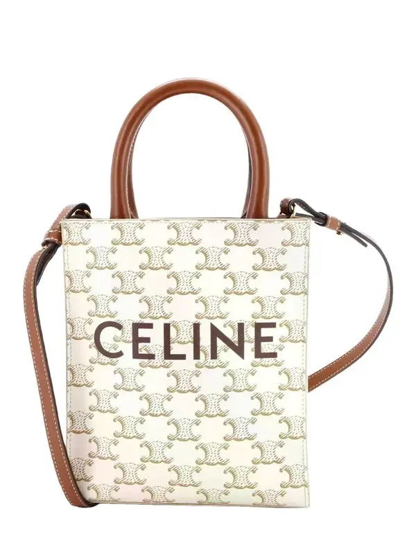 Celine Vertical Cabas Triomphe Coated Canvas Mini Satchel - Neutrals