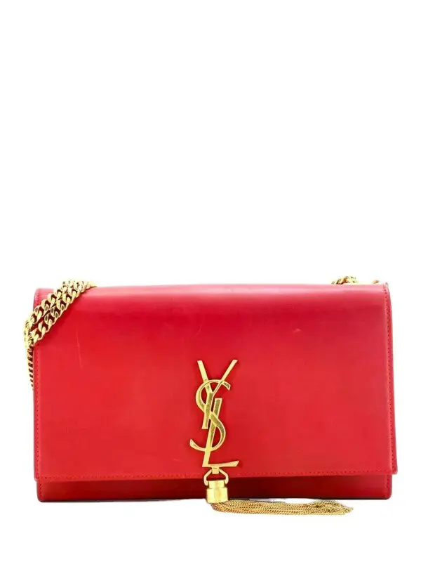 Saint Laurent Classic Monogram Tassel Crossbody Bag - Red