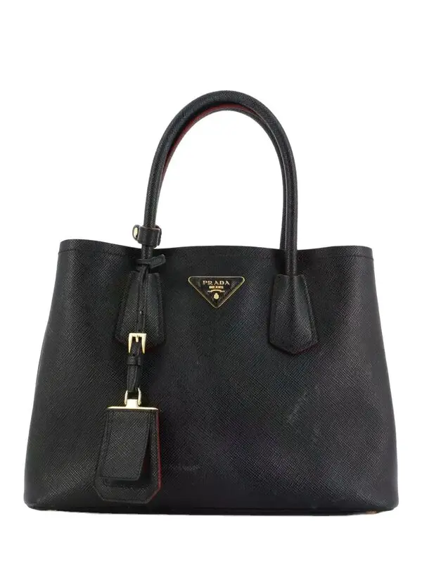 Prada Cuir Double Saffiano Leather Small Tote Bag - Black