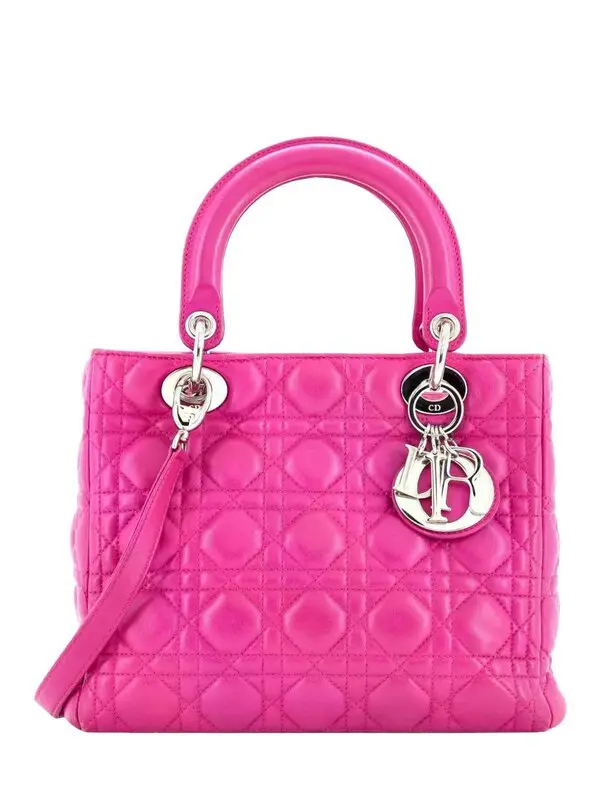 Dior Lady Medium Satchel Cannage Quilt Lambskin - Pink