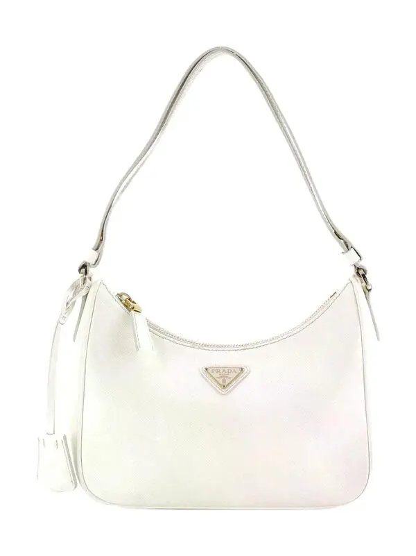 Prada Re-edition Hobo Saffiano Leather Mini Shoulder Bag - White