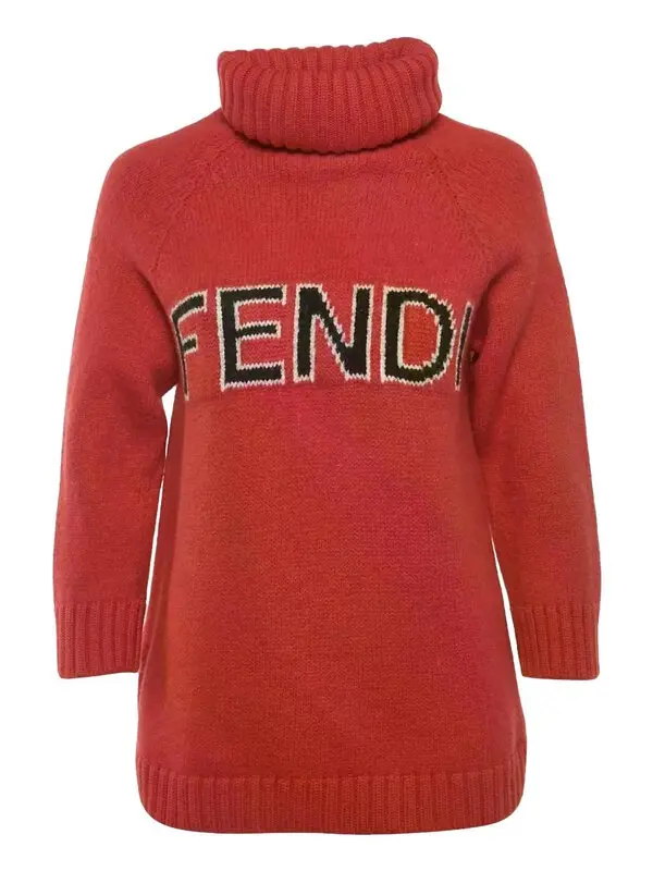 Fendi Logo-detail High-neck Sweater - Red