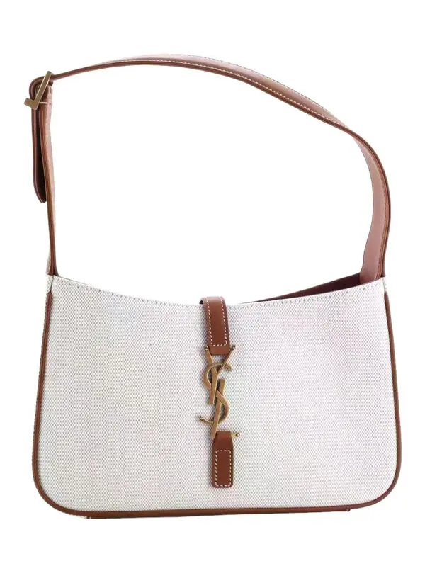 Saint Laurent Le 5 A 7 Canvas Small Hobo Bag - Neutrals