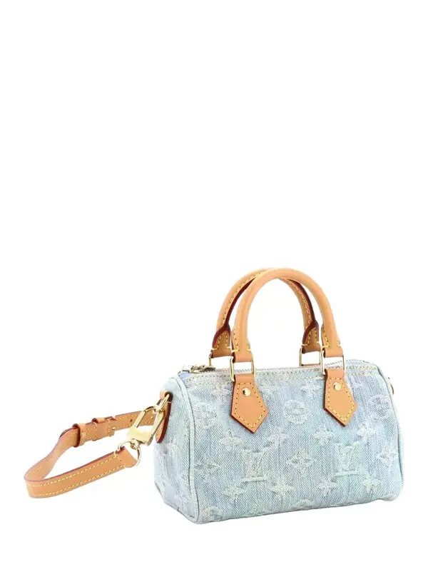 LOUIS VUITTON Speedy Bandouliere Nm Nano Satchel Monogram Denim - Blue