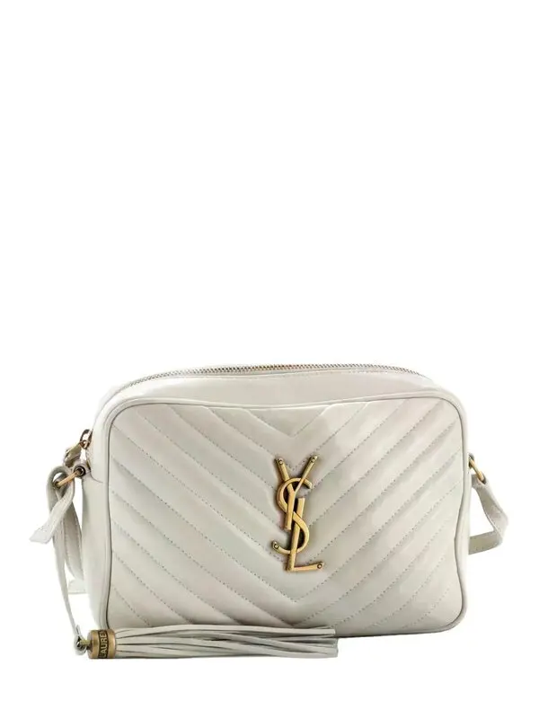 Saint Laurent Lou Camera Matelasse Chevron Crossbody Bag - Neutrals