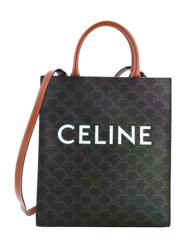 Celine Vertical Cabas Triomphe Coated Canvas Small Tote Bag - Brown