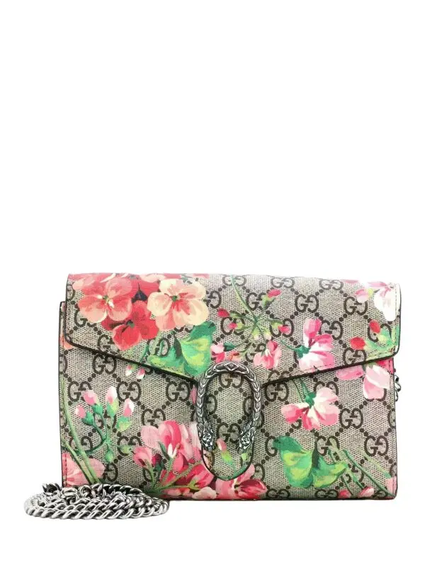 Gucci Dionysus Chain Wallet Blooms Print Gg Coated Canvas Small - Brown