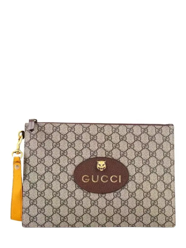 Gucci Neo Vintage Gg Coated Canvas Wristlet - Brown