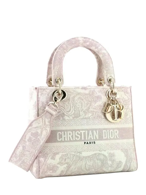 Dior Toile De Jouy Lady D-lite Embroidered Tote Bag - Pink