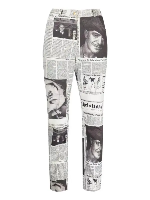 Dior 2000 Newspaper-print Slim-fit Jeans - Black