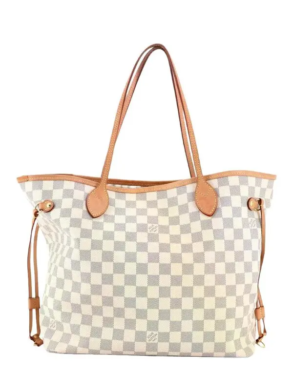 LOUIS VUITTON Neverfull Mm Tote Bag Damier - White