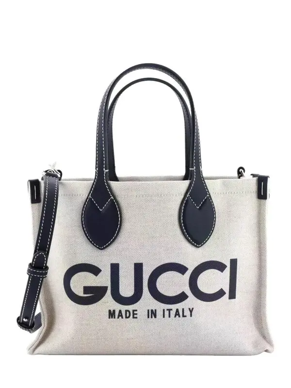Gucci Logo Printed Canvas Shopper Tote - Blue