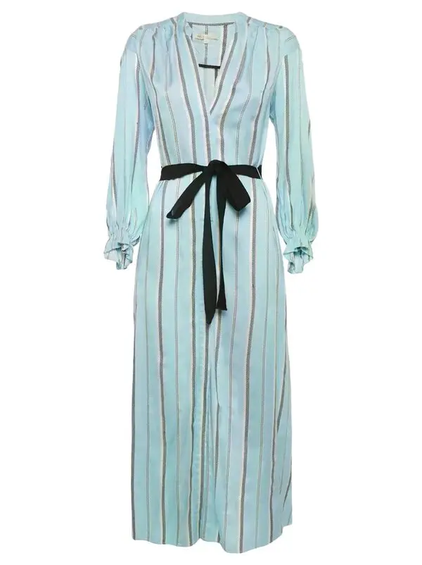Maje Striped Belted Shirt Dress - Blue