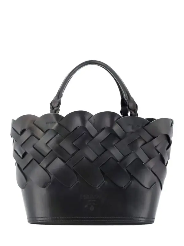 Prada Tress Leather Small Tote Bag - Black