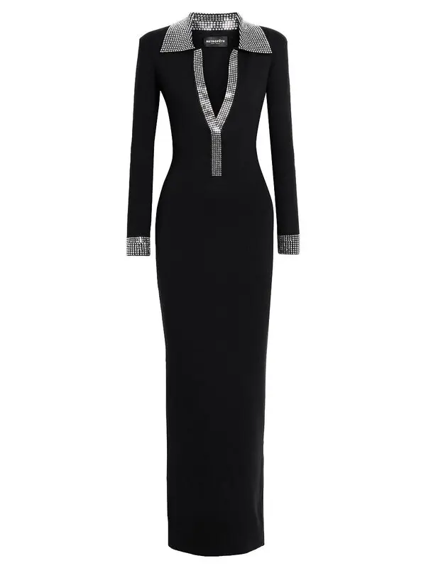Retrofete Crystal-embellished Cotton And Cashmere-blend Maxi Dress - Black