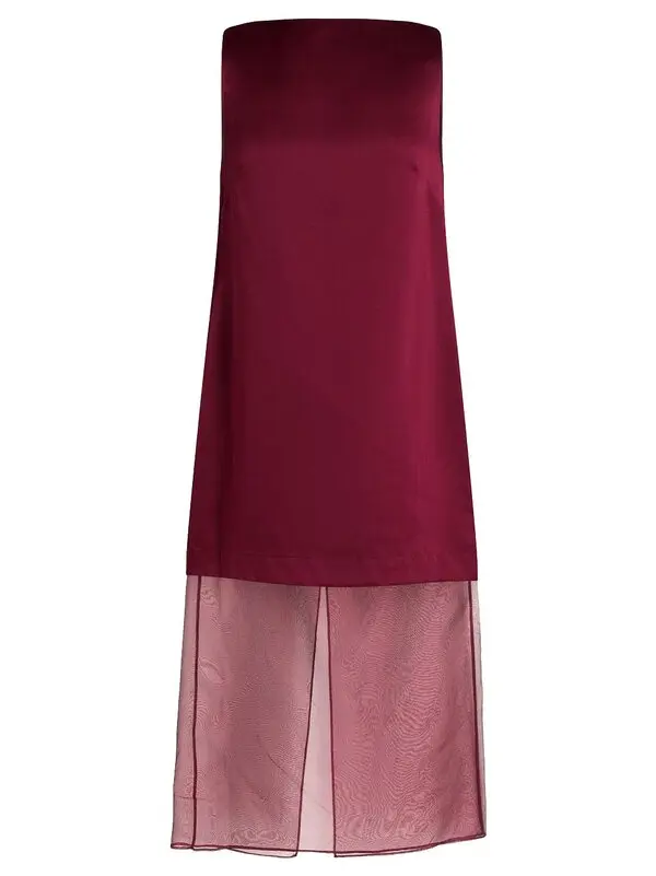 ESSE STUDIOS Rio Cowl Organza-trimmed Silk-satin Midi Dress - Burgundy