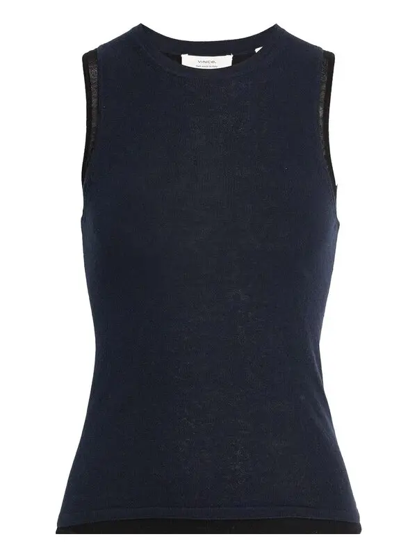 Vince Layered Cotton-blend Top - Navy