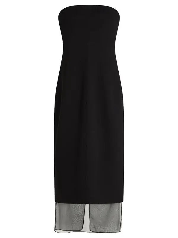 ESSE STUDIOS Issia Strapless Crepe Midi Dress - Black