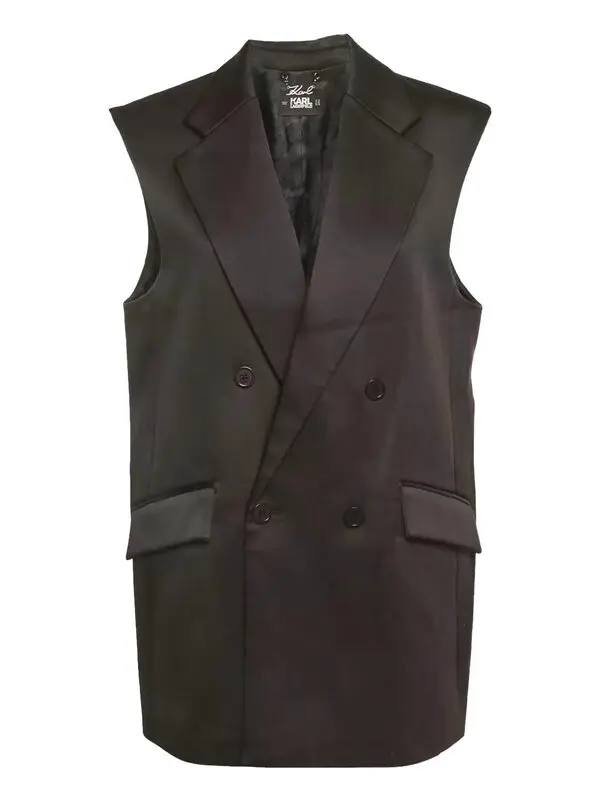 Karl Lagerfeld Satin Pleated Gilet - Black