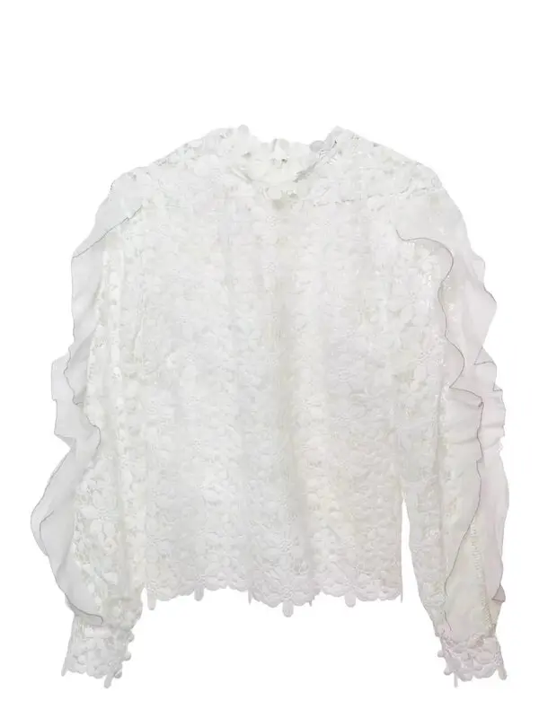 SELF-PORTRAIT Floral Lace Blouse - White