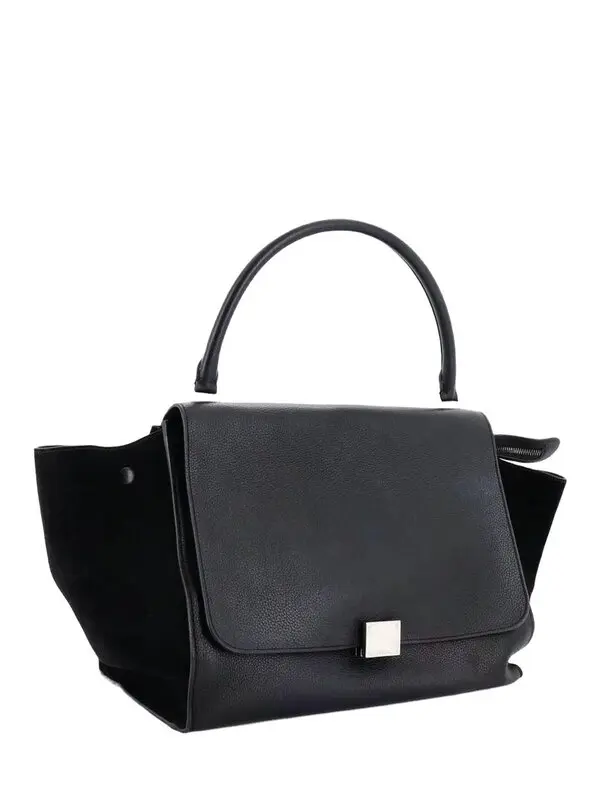 Celine Trapeze Leather Medium Satchel - Black