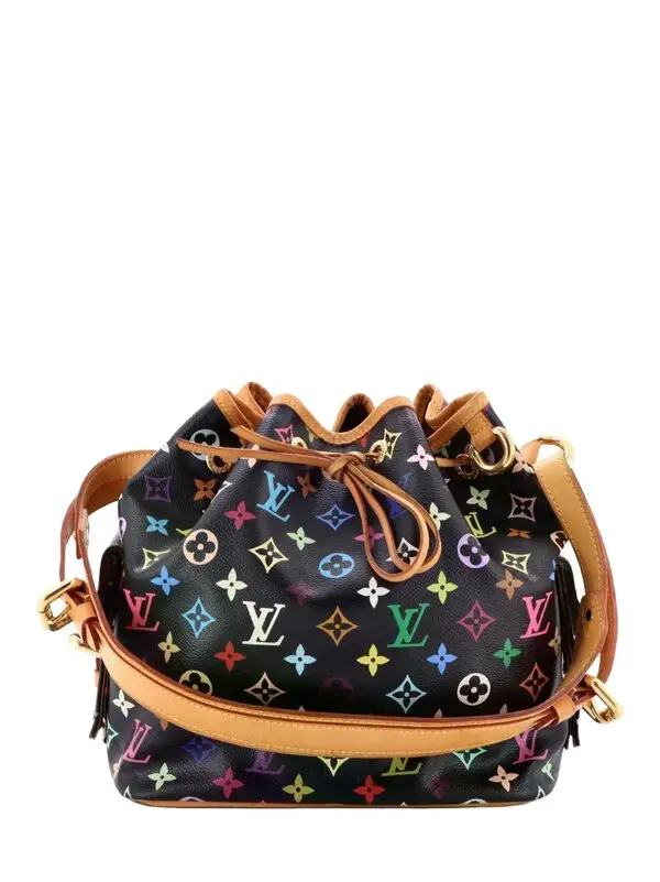 LOUIS VUITTON Petit Noe Handbag Monogram Multicolor Bucket Bag - Black