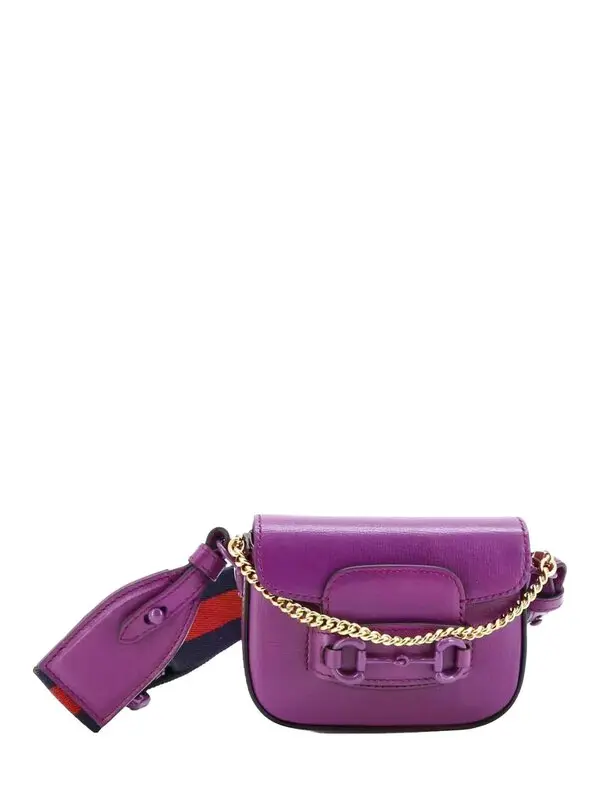 Gucci Horsebit 1955 Flap Wallet With Strap - Purple