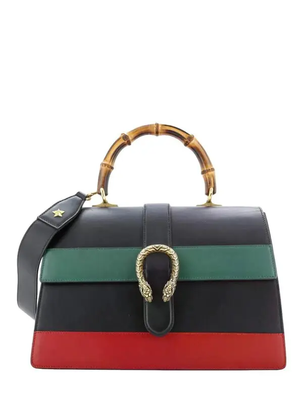 Gucci Dionysus Bamboo Top Handle Colorblock Satchel - Black
