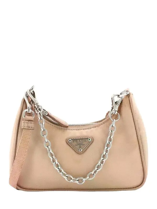 Prada Re-edition Tessuto Mini Hobo Bag - Neutrals