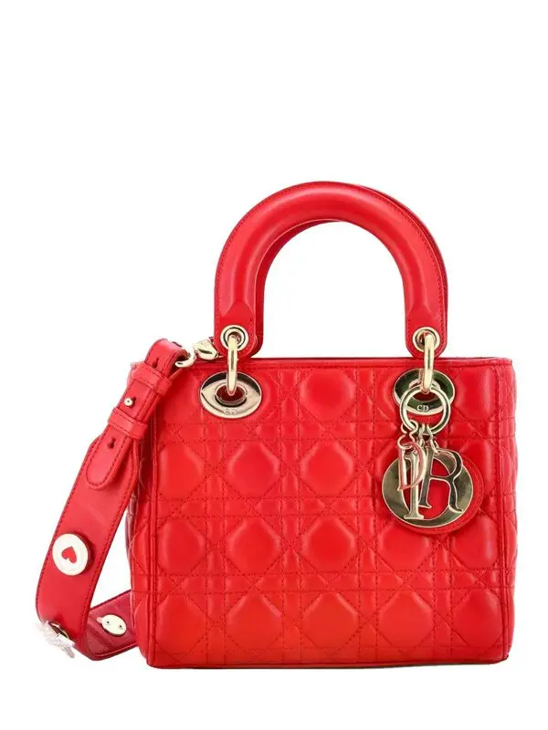 Dior My Lady Cannage Quilt Lambskin Satchel - Red