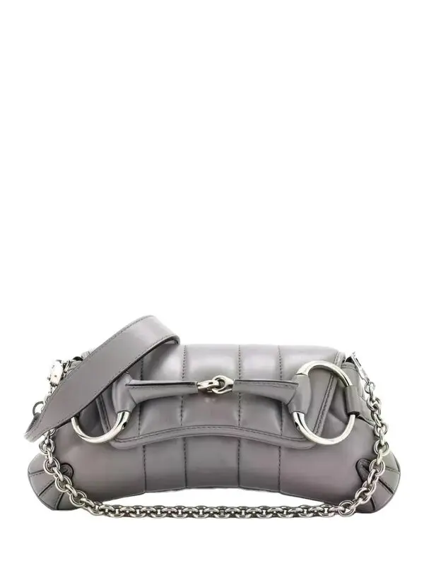 Gucci Horsebit Chain Vertical Quilted Leather Small Shoulder Bag - Grey