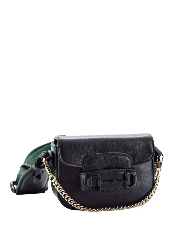 Gucci Horsebit 1955 Flap Wallet With Strap - Black