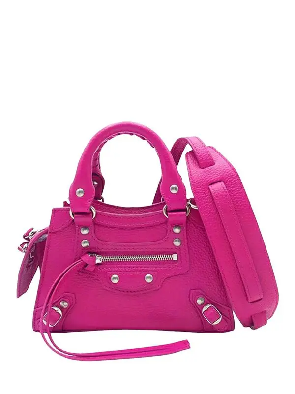 Balenciaga Nano Grained Calfskin Neo Classic City Satchel - Pink