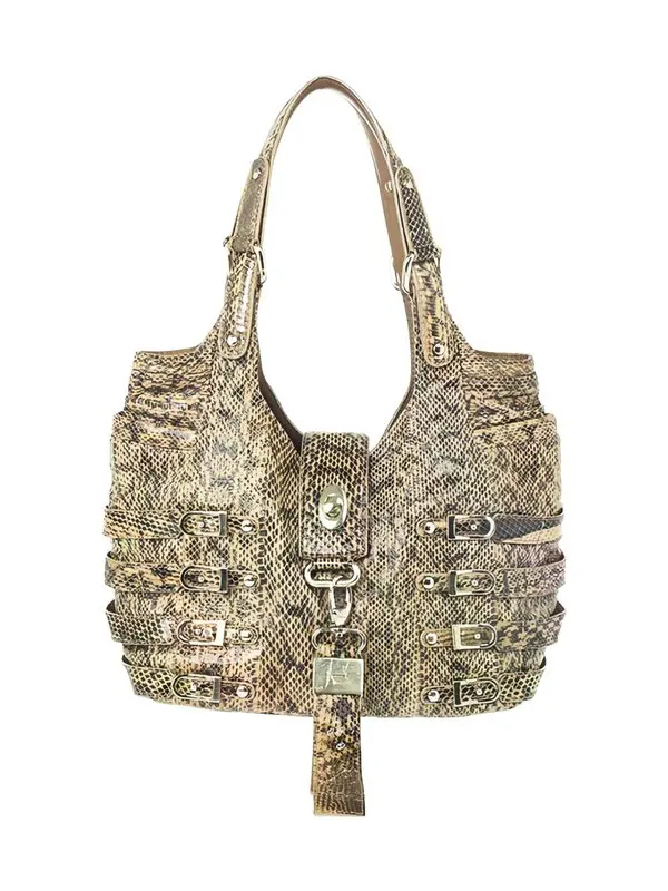 JIMMY CHOO Snakeskin Bree Shoulder Bag - Brown