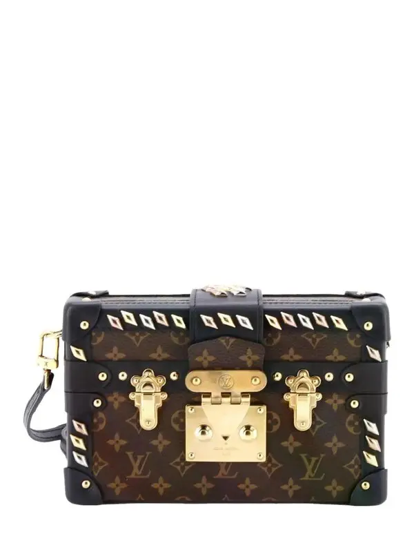LOUIS VUITTON Petite Malle Studded Monogram Canvas Crossbody Bag - Black