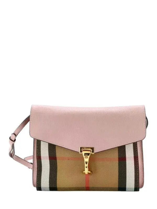 Burberry Macken Leather And House Check Canvas Crossbody Bag - Pink