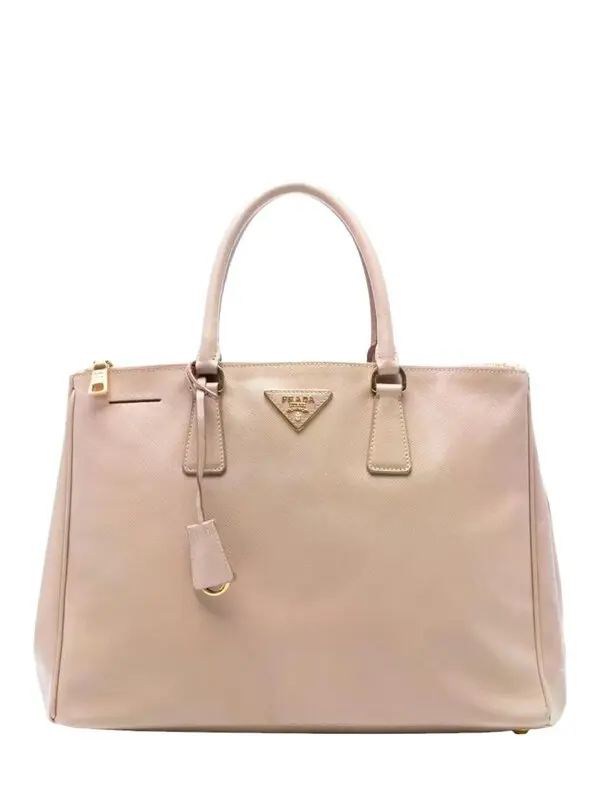 Prada Large Saffiano Lux Galleria Double Zip Tote Bag - Brown