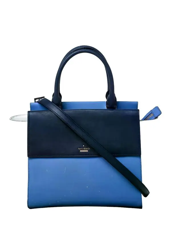 Kate Spade New York Leather Satchel With Flap And Shoulder Strap - Blue